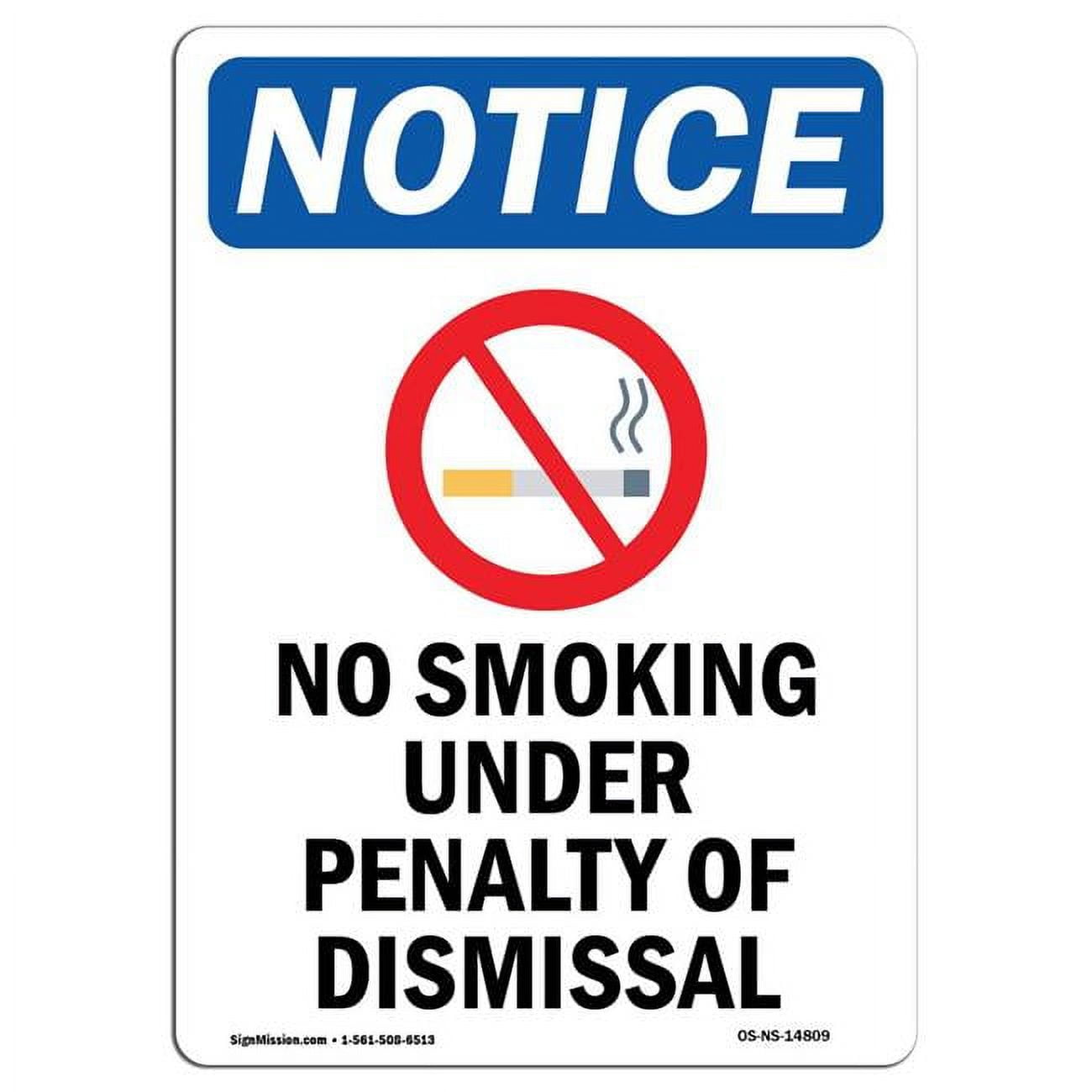 SignMission 12 x 18 in. OSHA Notice Sign - No Smoking Under Penalty ...