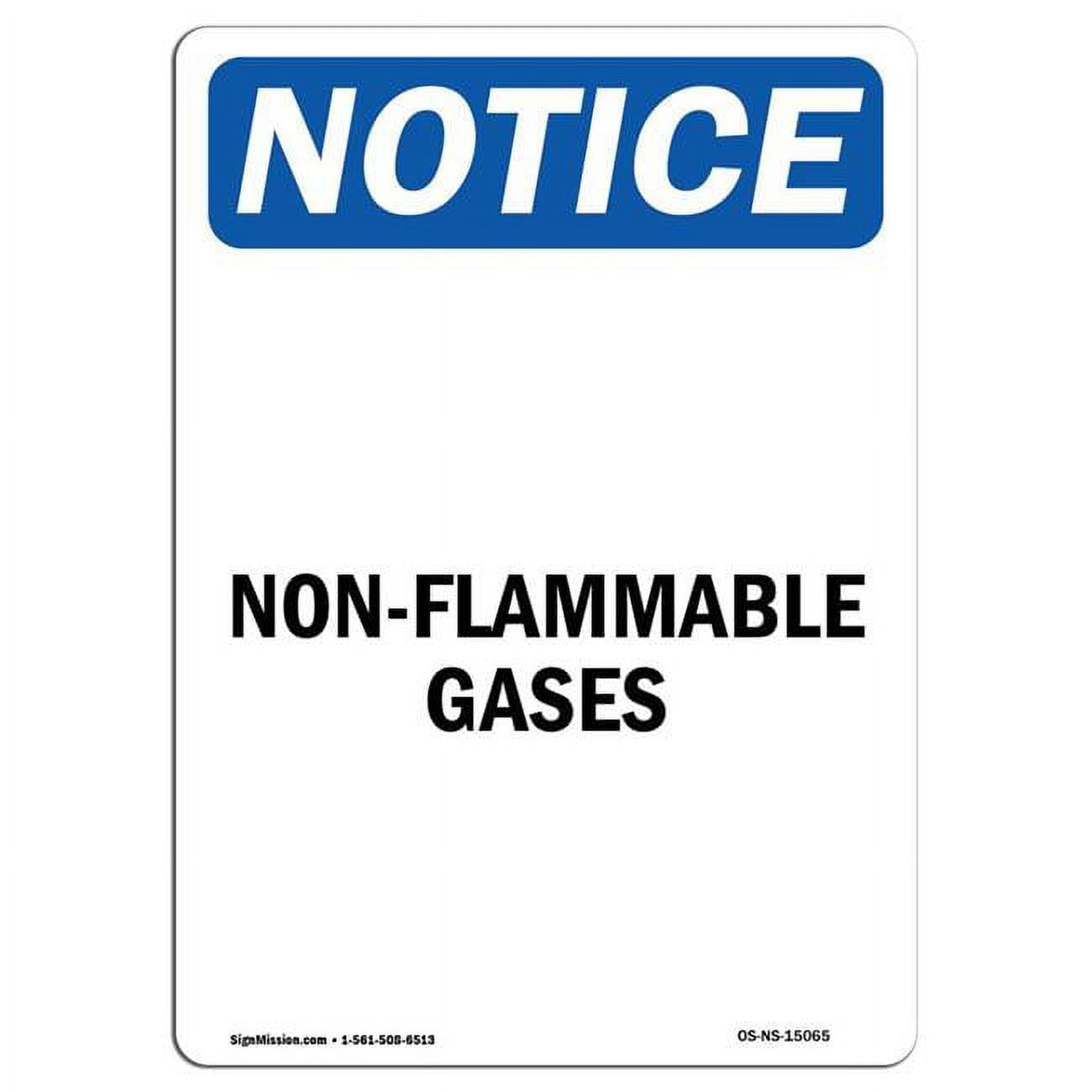 SignMission 12 x 18 in. OSHA Notice Sign - Non-Flammable Gases ...
