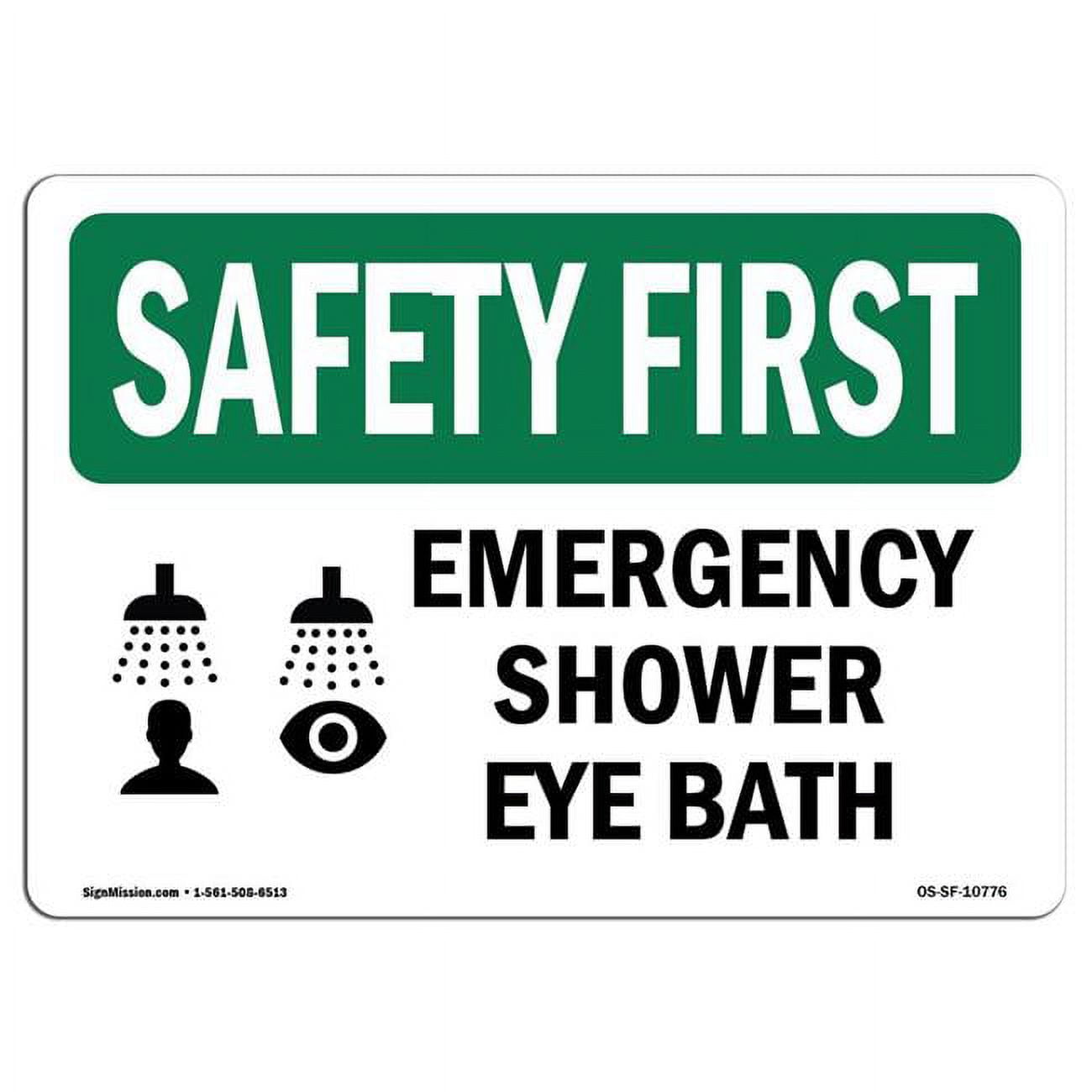 SignMission 12 x 18 in. OSHA Safety First Sign - Emergency Shower Eye ...