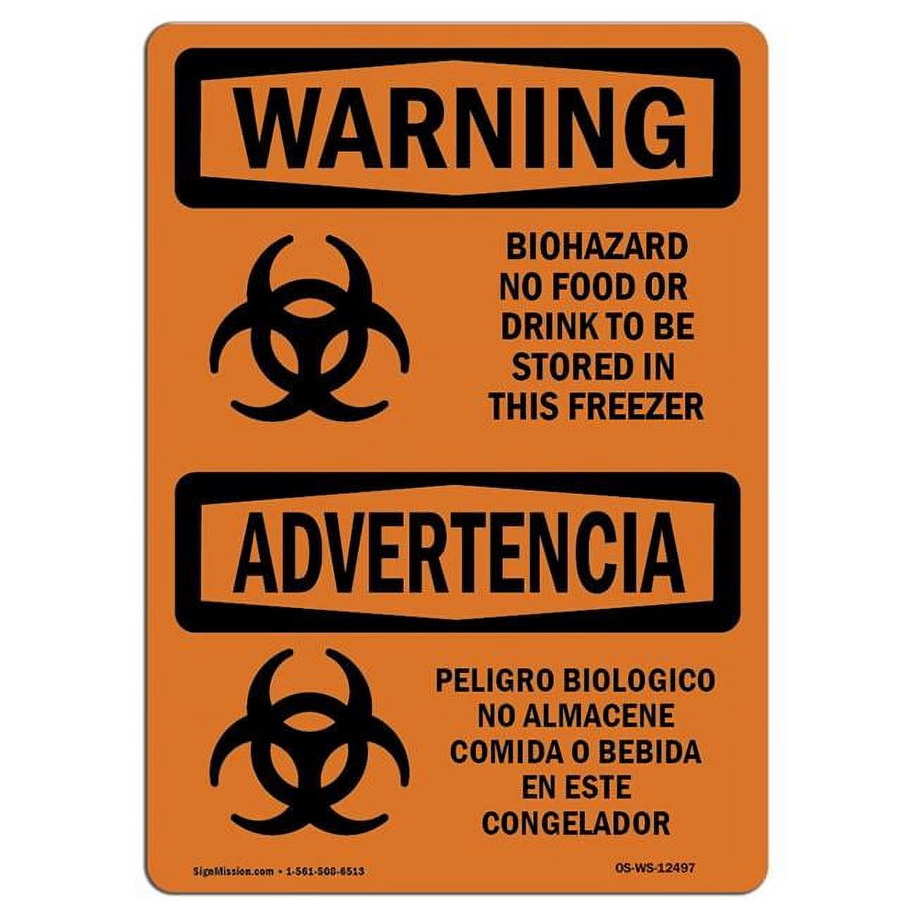 SignMission 12 x 18 in. OSHA Warning Sign - Biohazard No Food or Drink ...