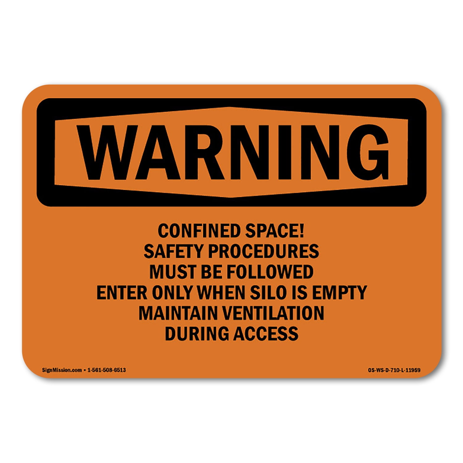 SignMission OS-WS-A-1218-L-11959 12 x 18 in. OSHA Warning Sign - Grain ...