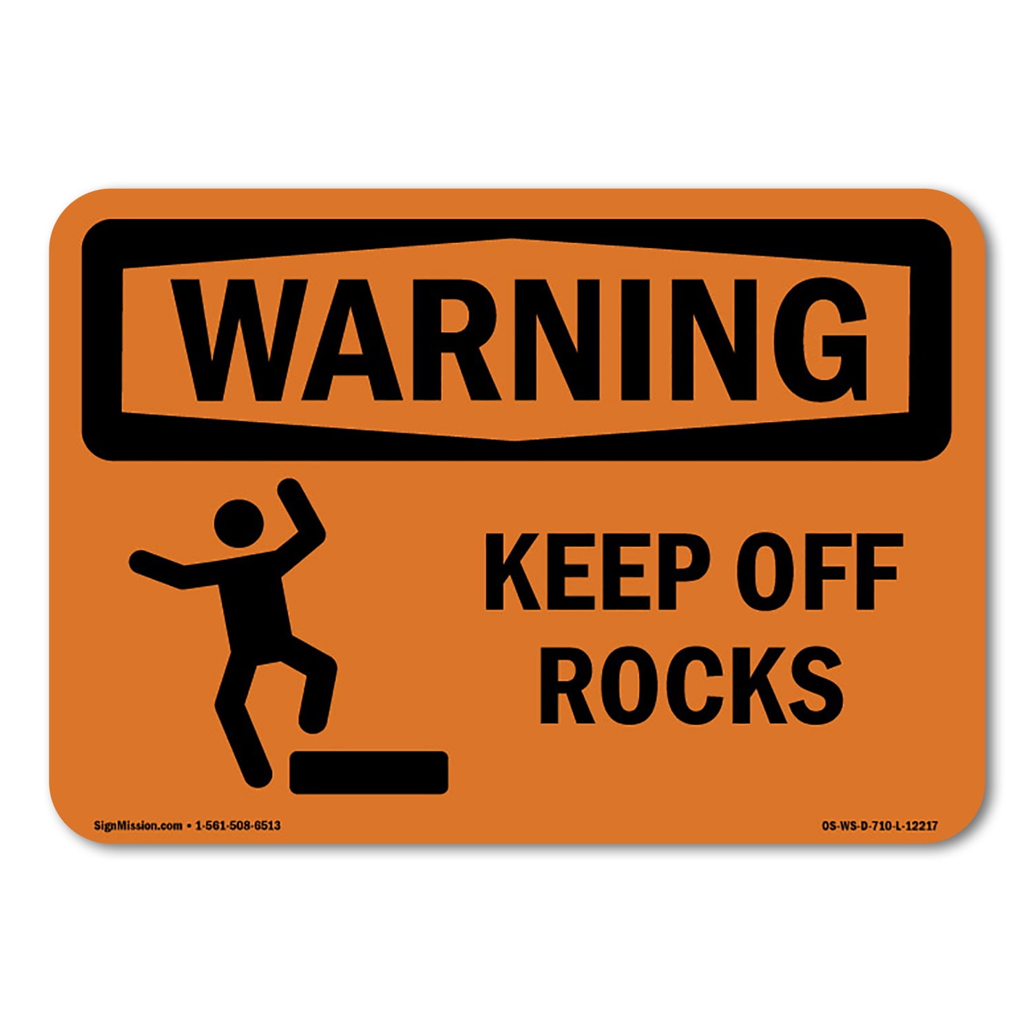 OSHA WARNING Sign - Keep Off Rocks With Symbol | Aluminum Sign ...