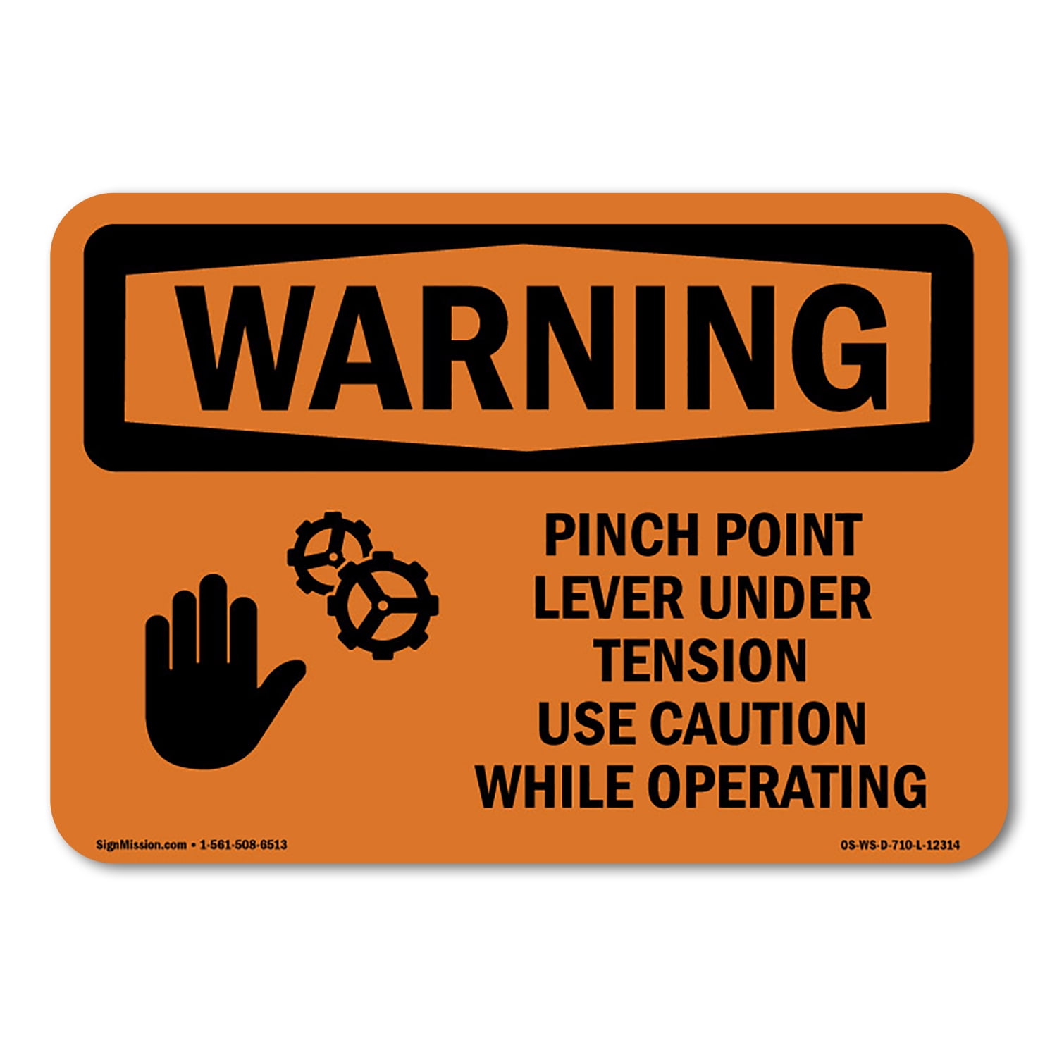 OSHA WARNING Sign - Pinch Point Lever Under Tension With Symbol ...