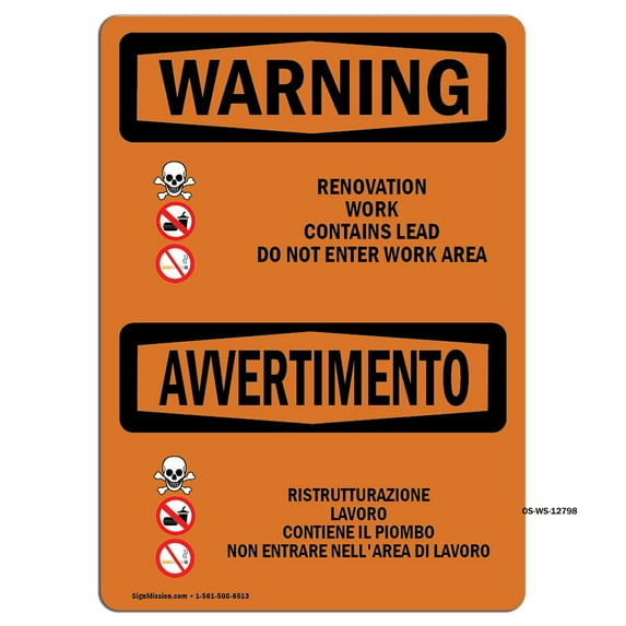 SignMission OS-WS-A-1218-L-12798 12 x 18 in. OSHA Warning Sign ...