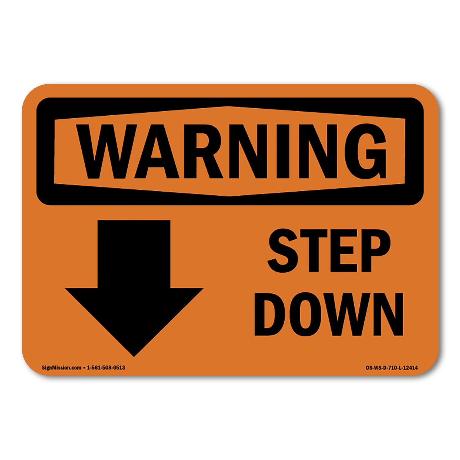 OSHA WARNING Sign - Step Down [Down Arrow] With Symbol | Aluminum Sign ...