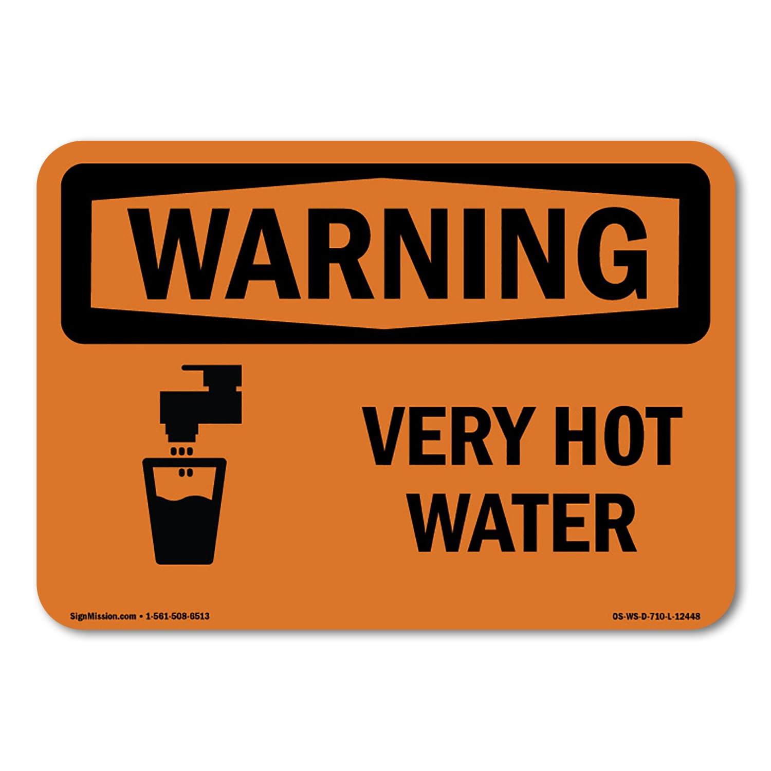 OSHA WARNING Sign - Very Hot Water With Symbol | Aluminum Sign ...