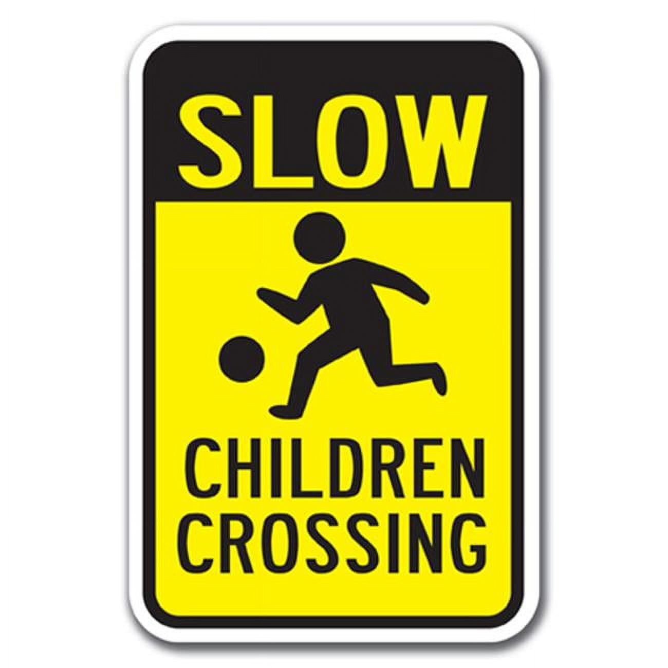 SignMission 12 x 18 in. Slow Children Crossing Heavy Gauge Aluminum ...