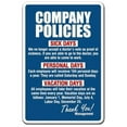 SignMission 12 x 18 in. Tall Company Policies Aluminum Sign with ...