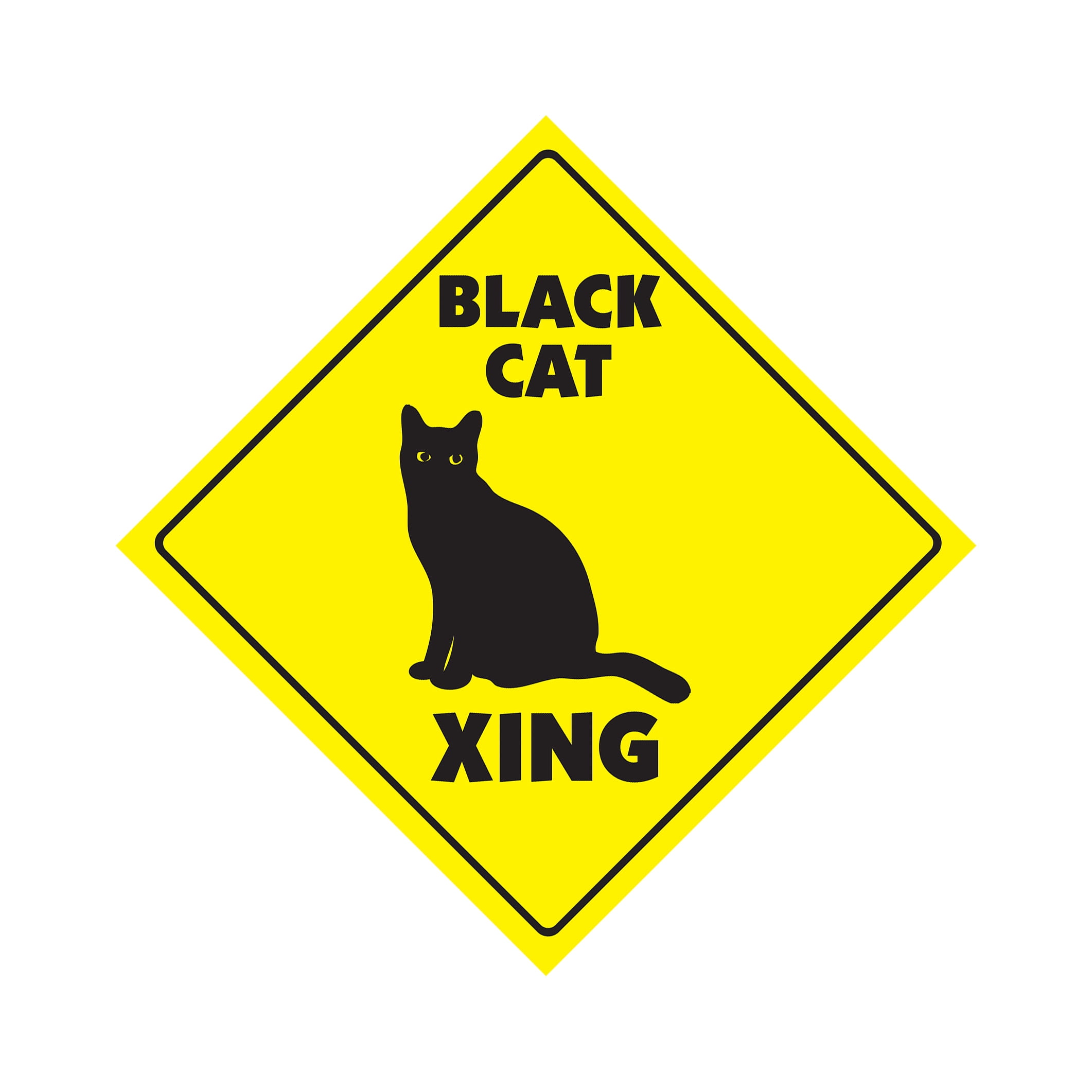 Black Cat Crossing Plastic Sign Decal Zone Xing kitty cats kittens ...