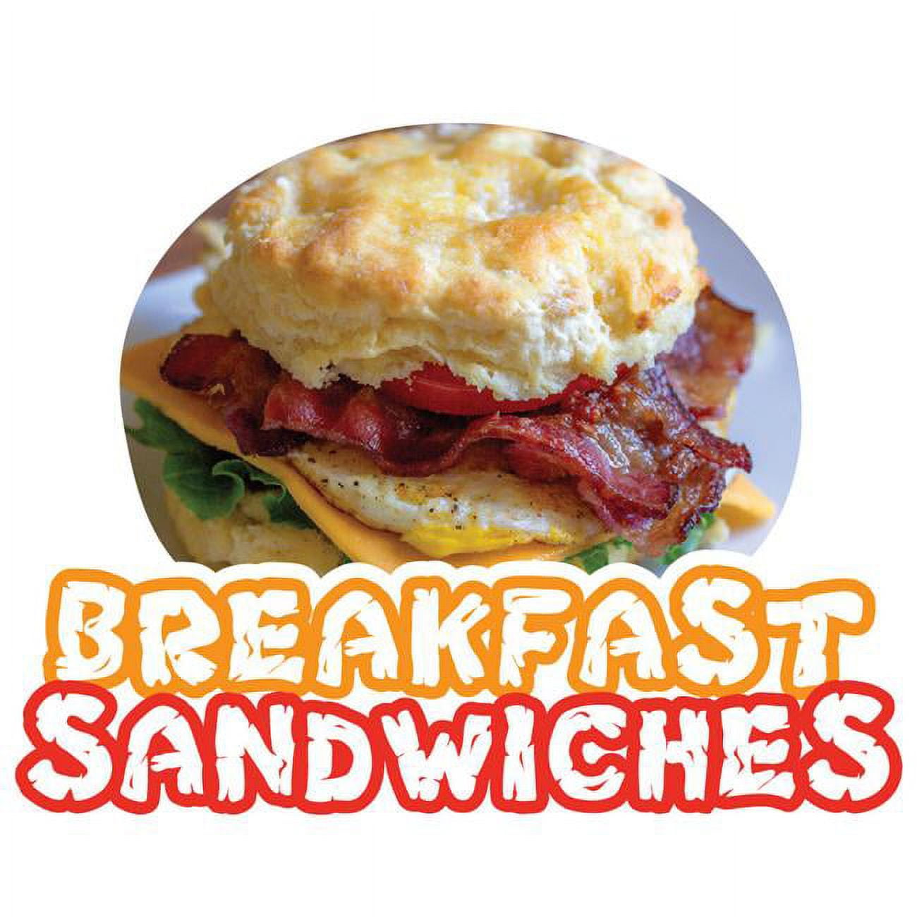 SignMission 16 in. Breakfast Sandwiches Concession Decal Sign - Cart ...