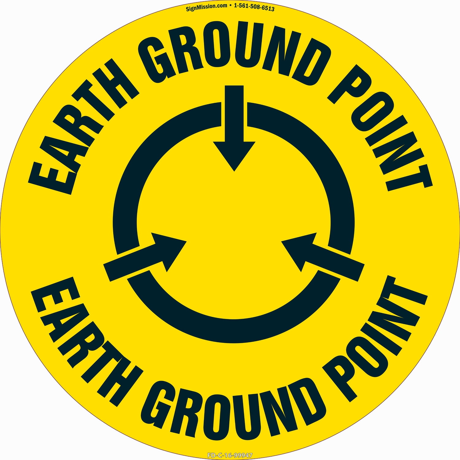 Earth Ground Point Non-Slip Floor Marker | 16" Circle Vinyl Decal ...