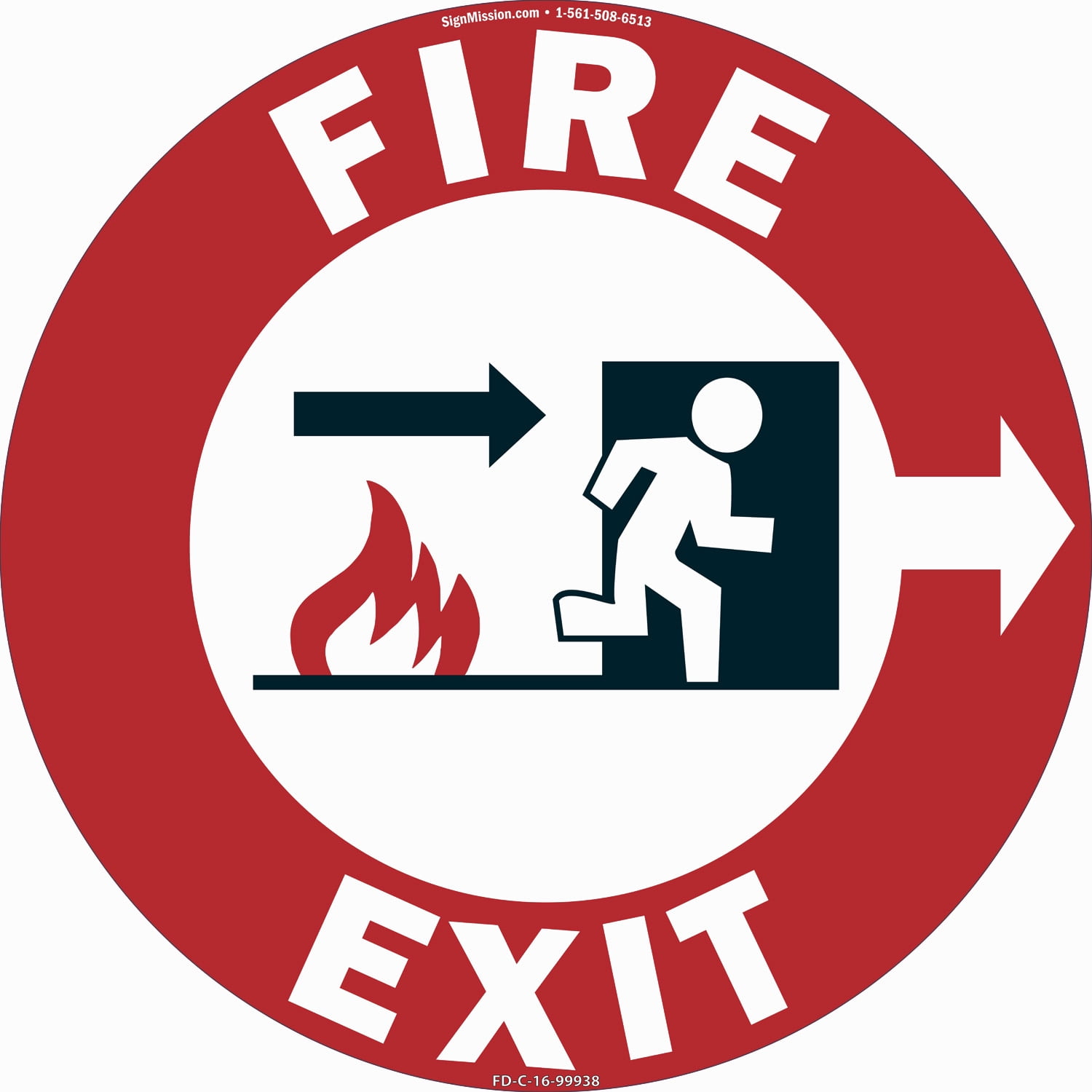SignMission 16 x 16 in. Non-Slip Circle Vinyl Floor Decal - Fire Exit ...