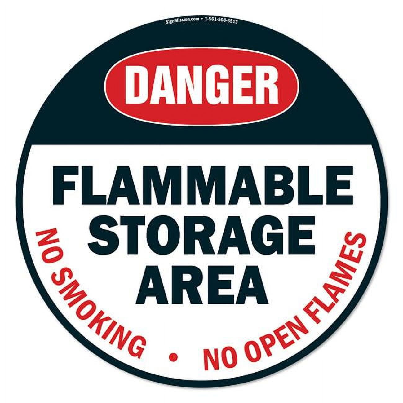 SignMission 16 x 16 in. Non-Slip Circle Vinyl Floor Decal - Flammable ...