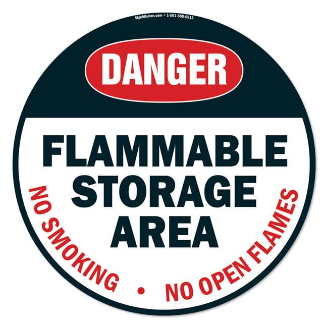 SignMission 16 x 16 in. Non-Slip Circle Vinyl Floor Decal - Flammable ...