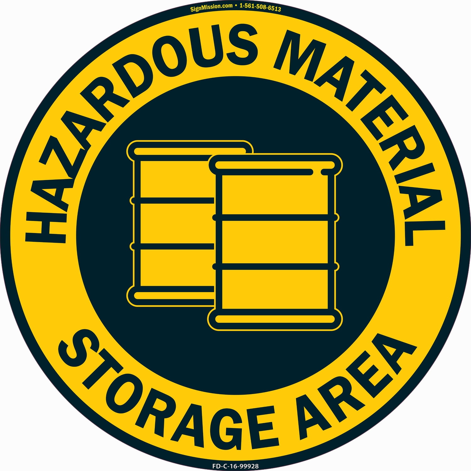 SignMission 16 x 16 in. Non-Slip Circle Vinyl Floor Decal - Hazardous ...