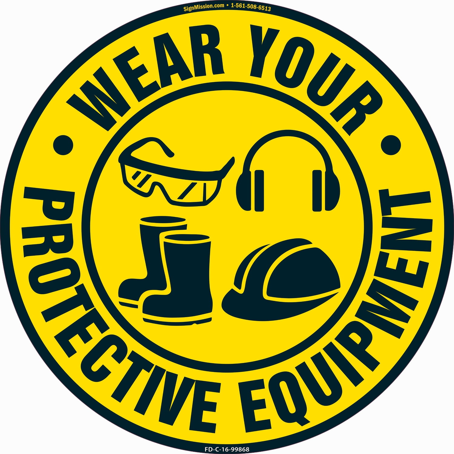 Wear Your Protective Equipment Non-Slip Floor Marker | 6 Pack of 16 ...