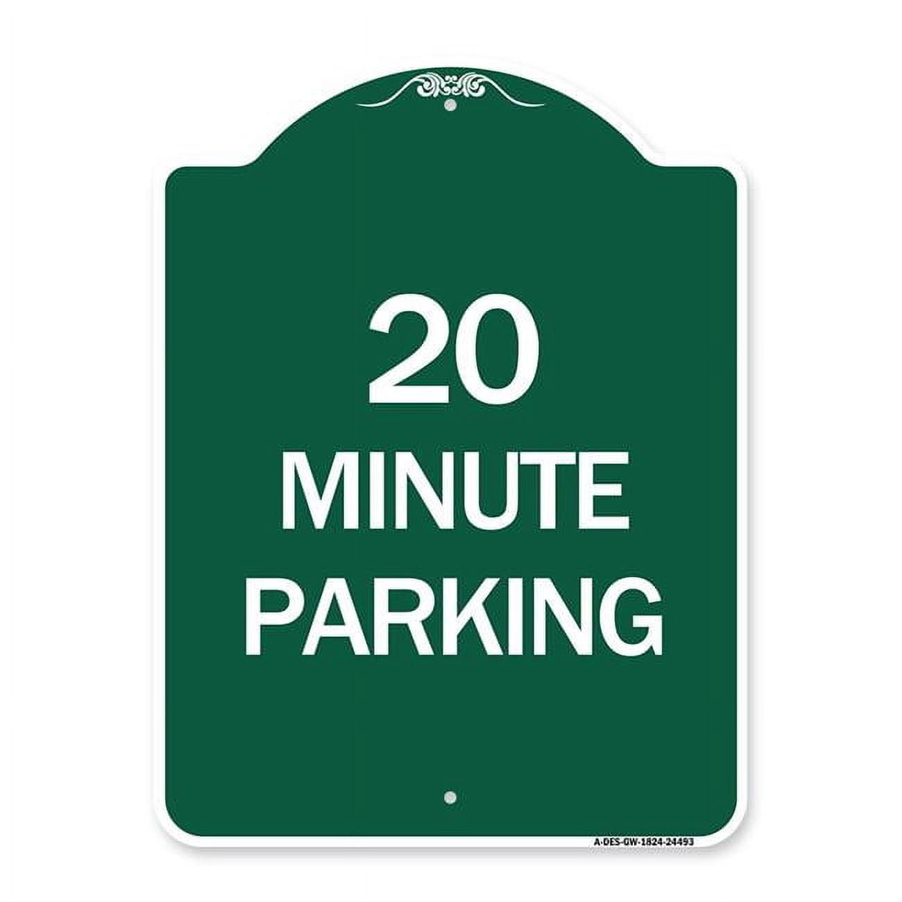 SignMission 18 x 24 in. Designer Series Sign - 20 Minute Parking, Green ...