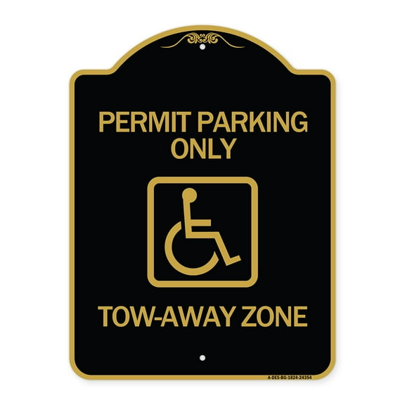 SignMission Designer Series Sign - Parking Area Sign Visitors Parking Only Valid Parking Permit ...