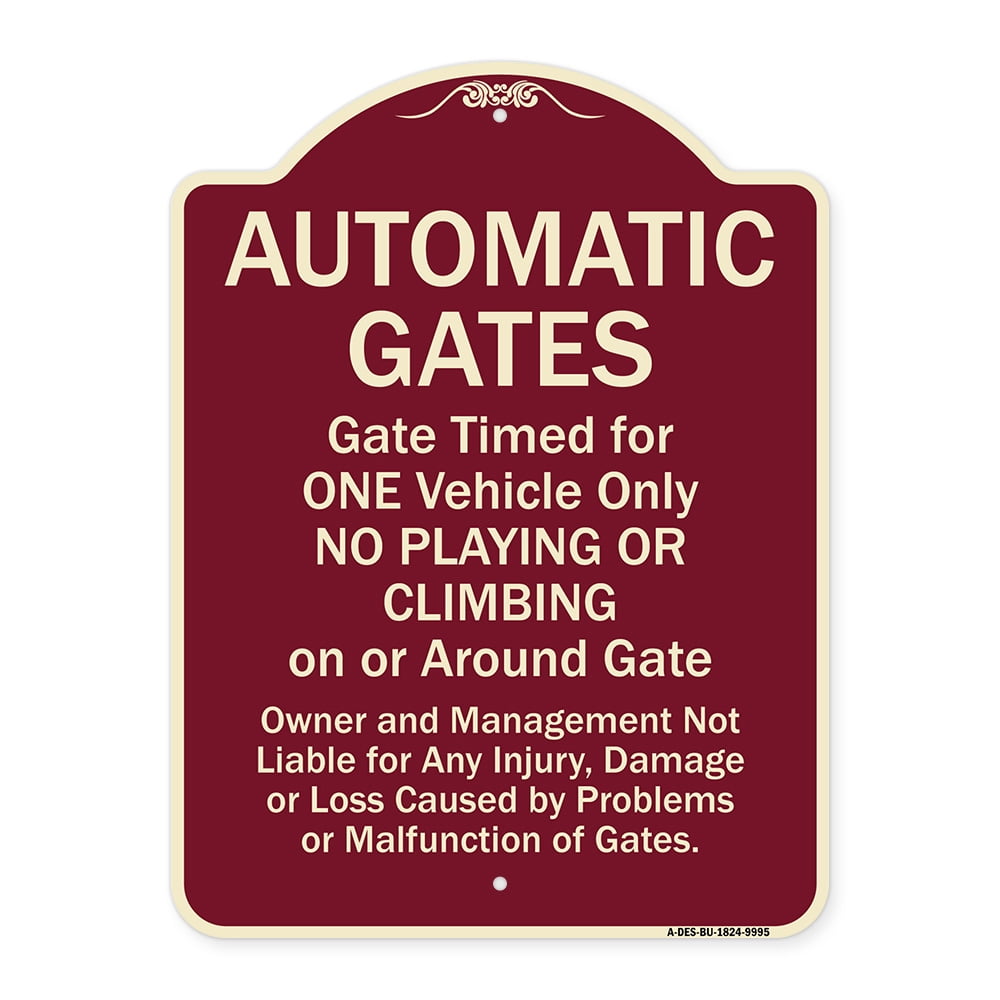 SignMission Designer Series Sign - Automatic Gates, Gate Timed For One ...