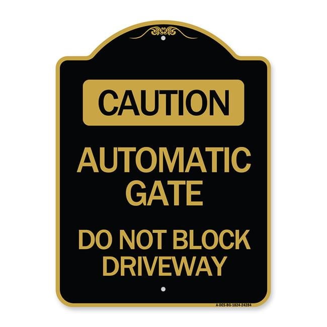 SignMission Designer Series Sign - Caution Automatic Gate Do Not Block ...