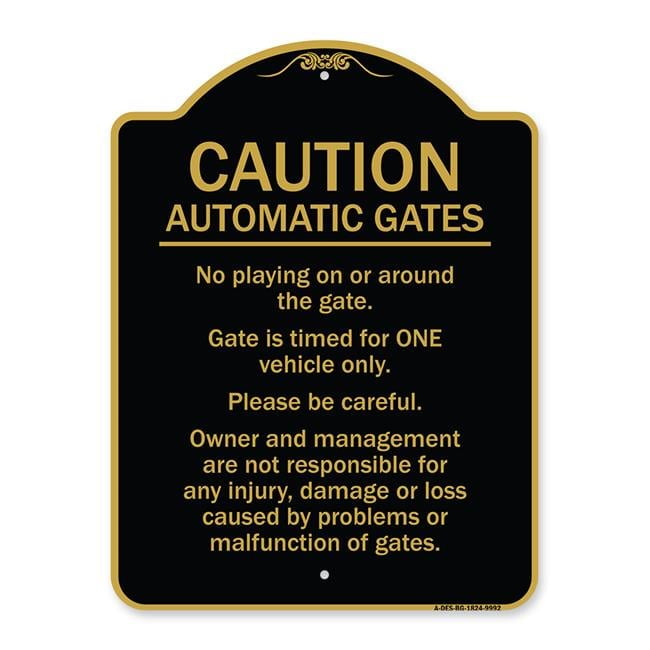 SignMission 18 x 24 in. Designer Series Sign - Caution Automatic Gates ...