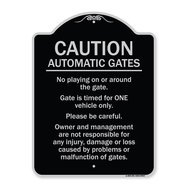 SignMission Designer Series Sign - Caution Automatic Gates No Playing ...