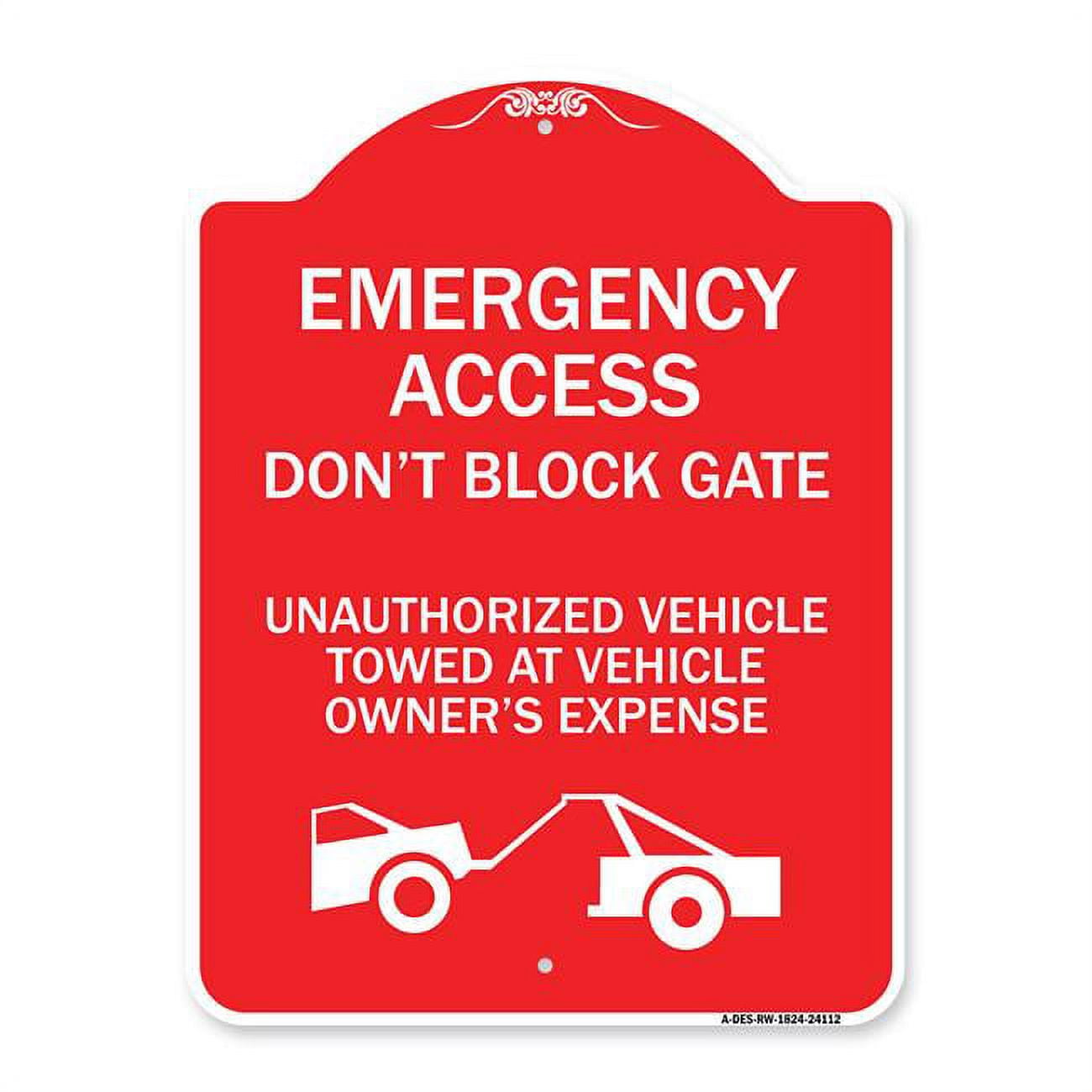 SignMission 18 x 24 in. Designer Series Sign - Emergency Access Dont ...