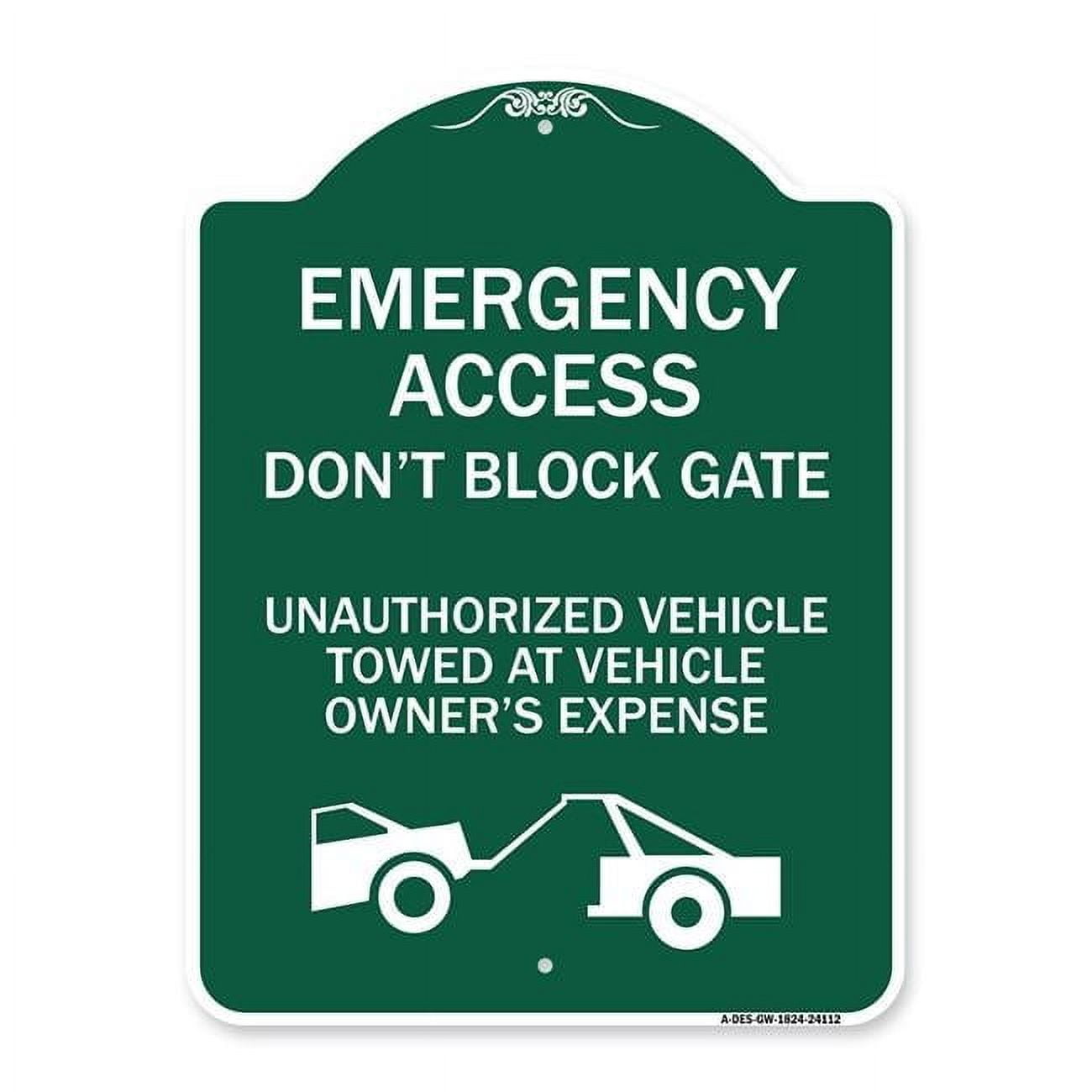 SignMission Designer Sign - Emergency Access Don't Block Gate ...
