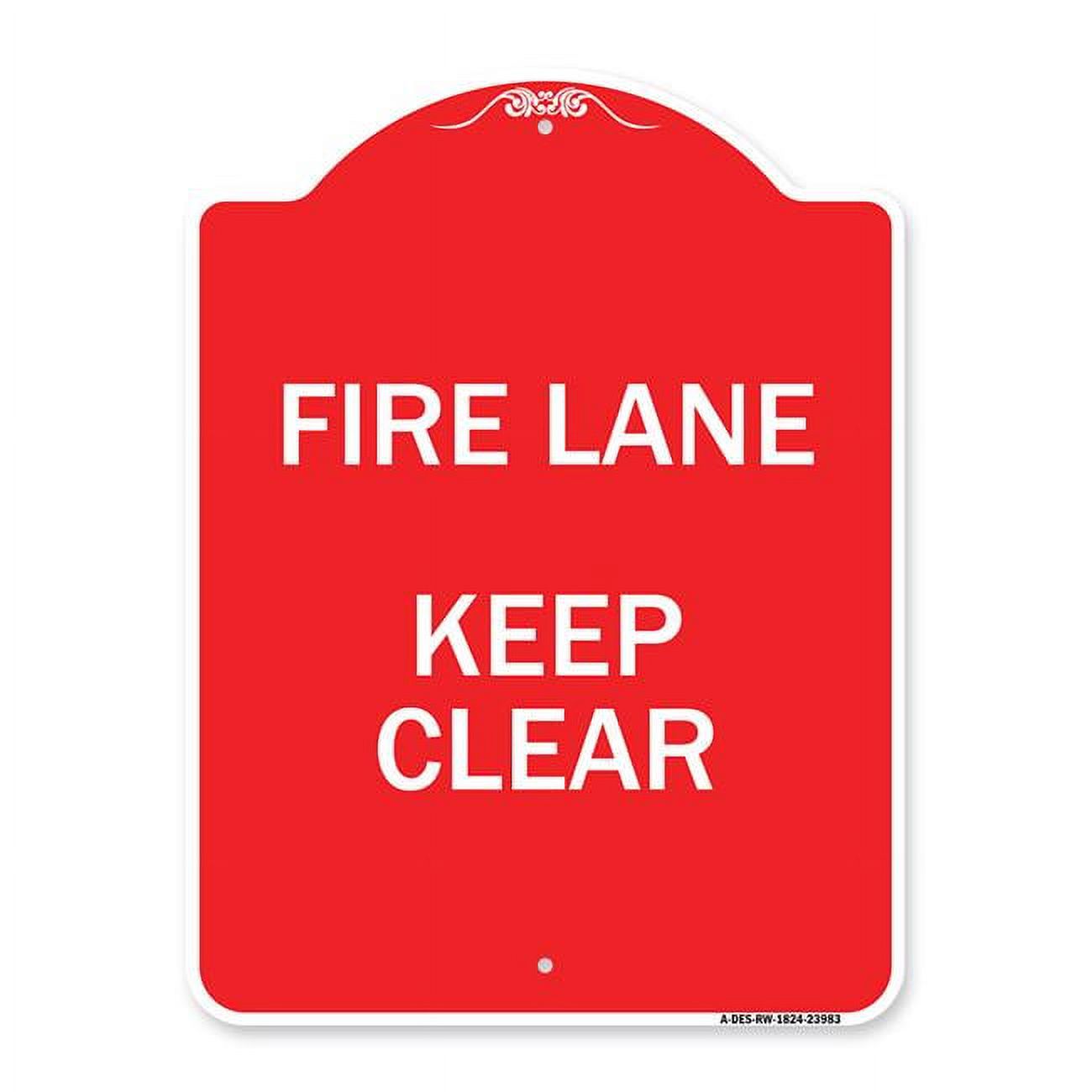 SignMission 18 x 24 in. Designer Series Sign - Fire Lane Keep Clear ...