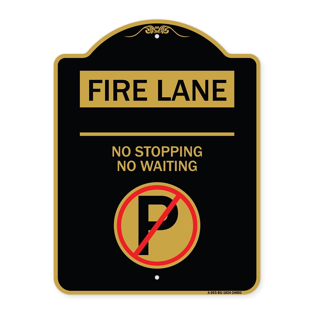 SignMission Designer Series Sign - Fire Lane - No Parking No Waiting ...