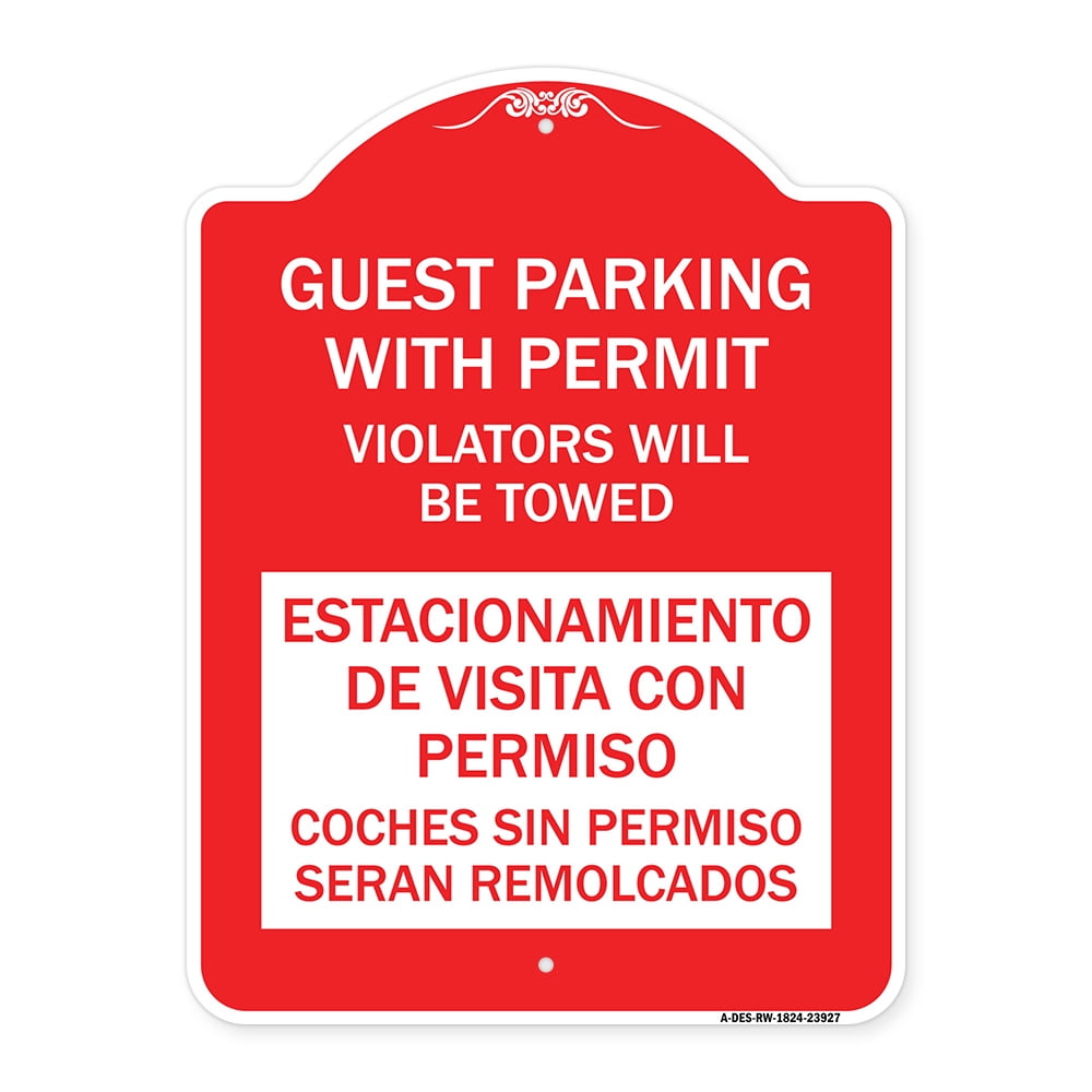 SignMission Designer Sign - Guest Parking with Permit Violators Will Be ...