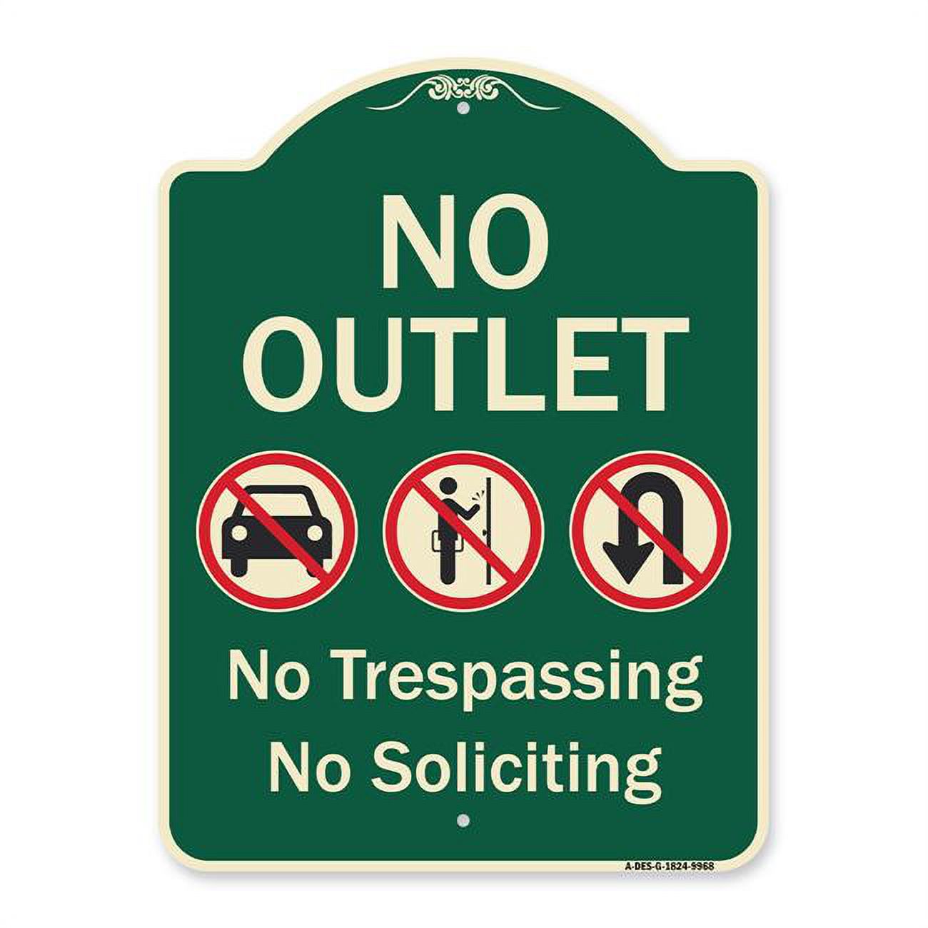 SignMission 18 x 24 in. Designer Series Sign - No Outlet No Trespassing ...