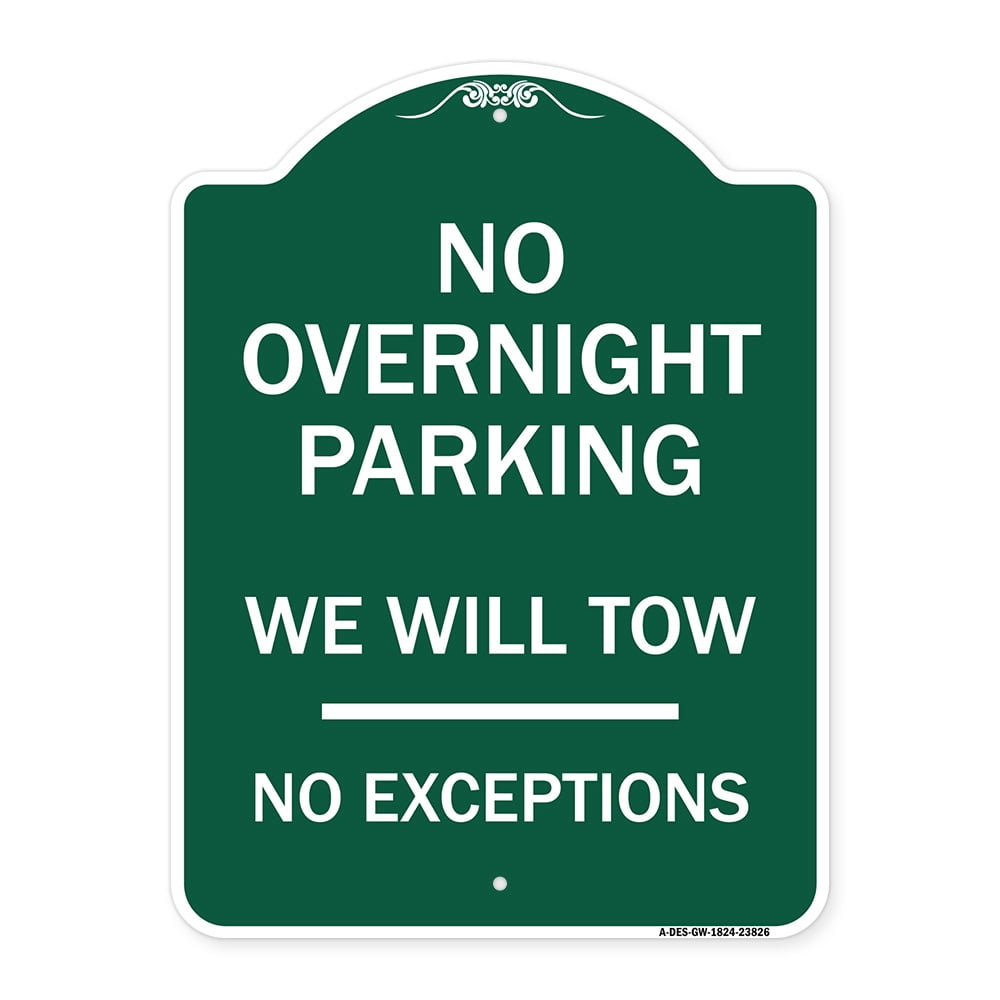 SignMission Designer Series Sign - No Overnight Parking We Will Tow ...