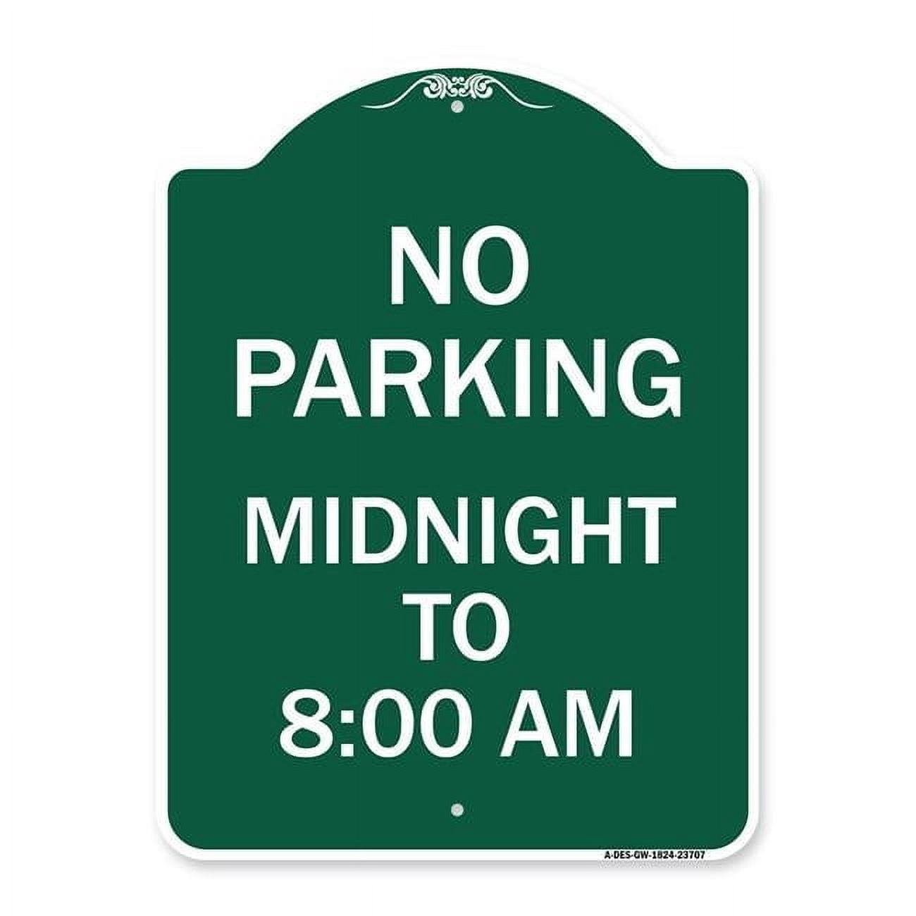 SignMission 18 x 24 in. Designer Series Sign - No Parking Midnight to 8 ...