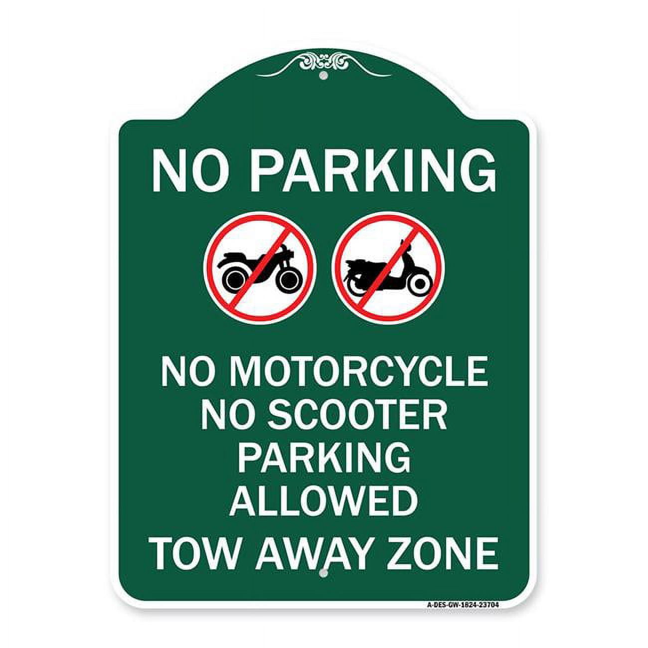 SignMission 18 x 24 in. Designer Series Sign - No Parking No Motorcycle ...