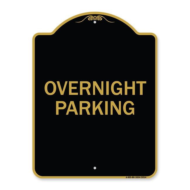 SignMission 18 x 24 in. Designer Series Sign - Overnight Parking, Black ...