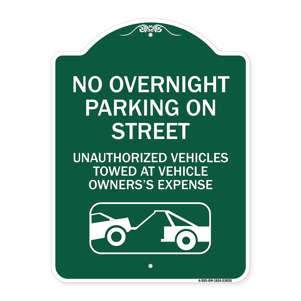 SignMission Designer Series Sign - No Overnight Parking on Street ...