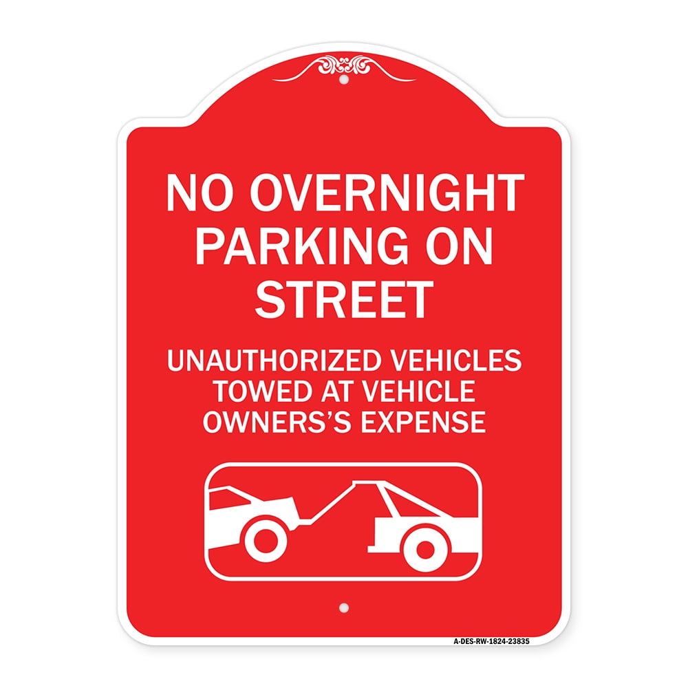 SignMission Designer Series Sign - No Overnight Parking on Street ...