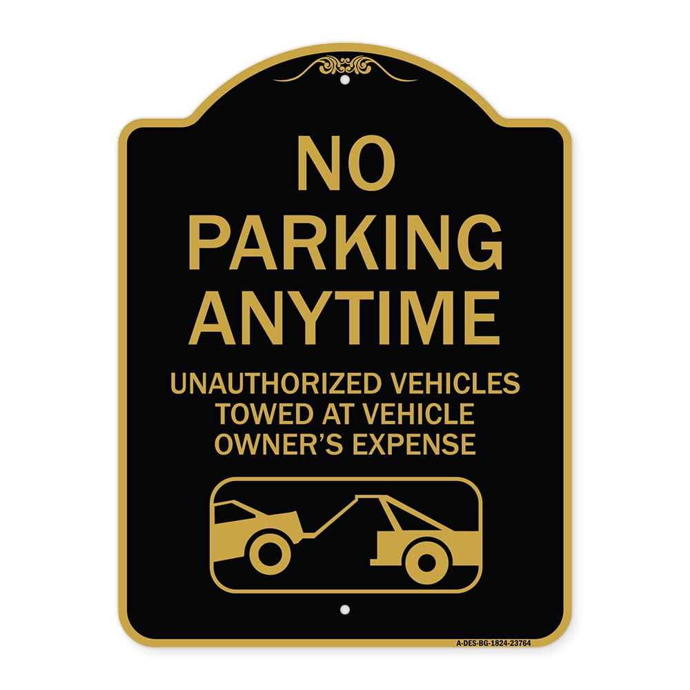 SignMission Designer Series Sign - No Parking Anytime Unauthorized ...