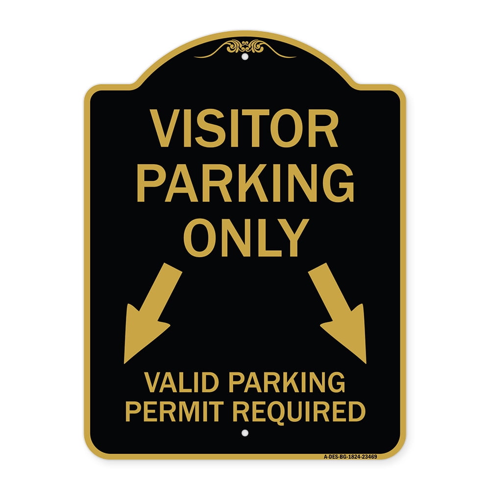 SignMission Designer Series Sign - Parking Area Sign Visitors Parking Only Valid Parking Permit ...