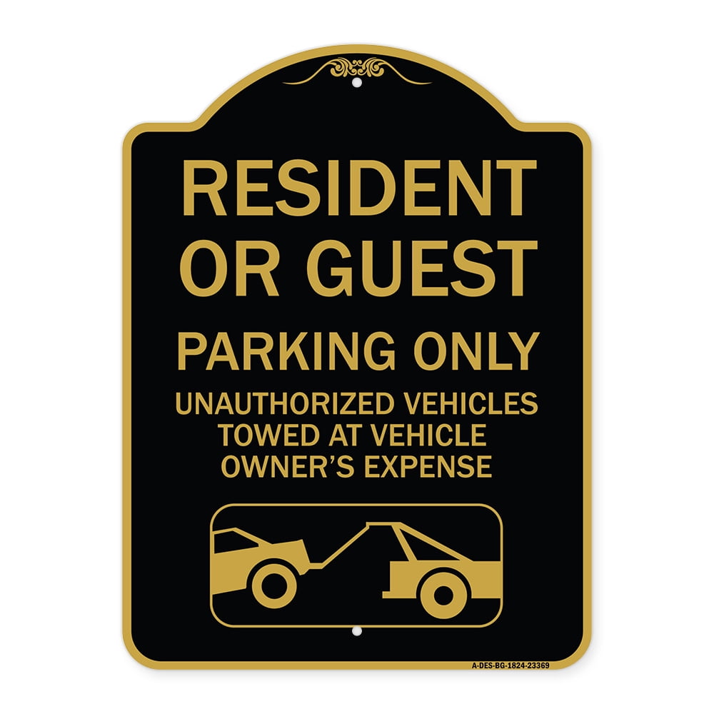 SignMission Designer Sign - Parking Restriction Sign Resident or Guest ...
