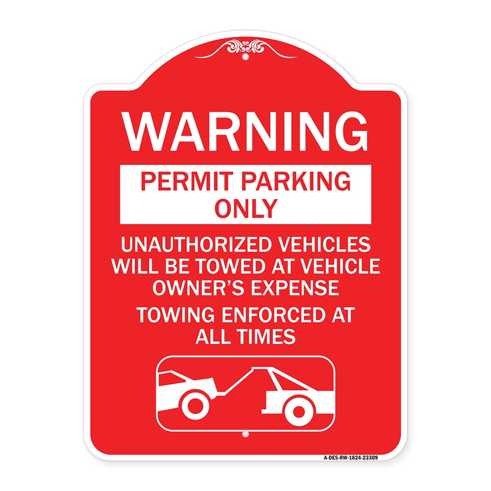 SignMission Designer Series Sign - Permit Parking Only Unauthorized ...