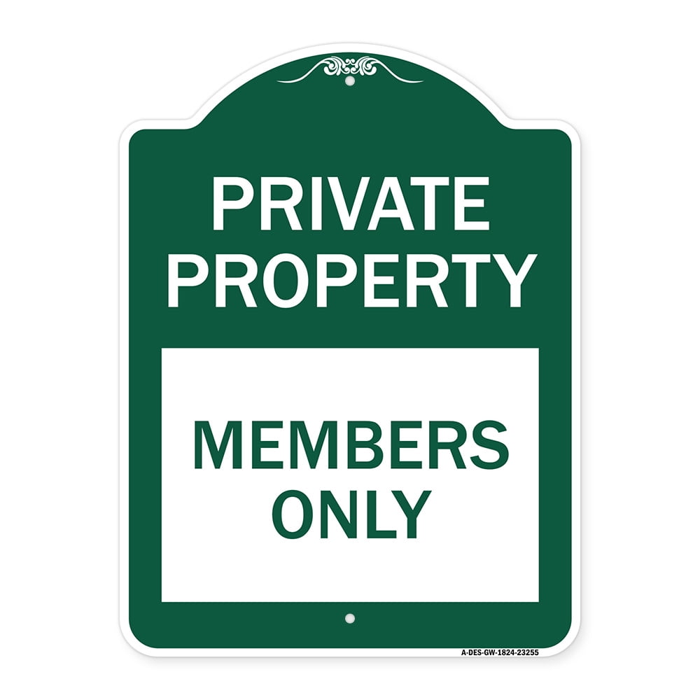 SignMission Designer Series Sign - Private Parking Members Only | Green ...