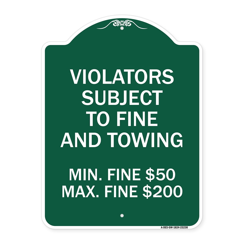 SignMission Designer Series Sign - R7-8f Violators Subject to Fine and ...