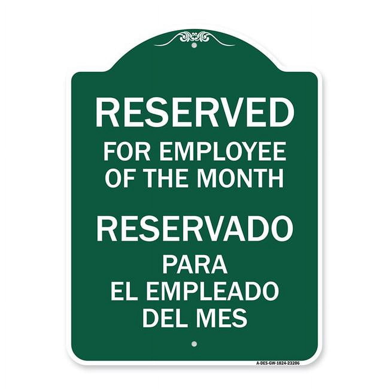 SignMission 18 x 24 in. Designer Series Sign - Reserved for Employee of ...
