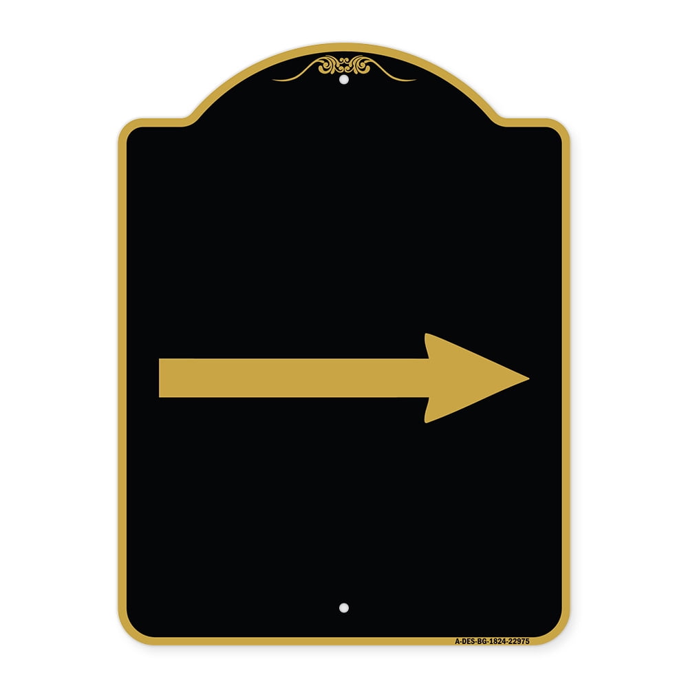 SignMission Designer Series Sign - Right Arrow Symbol | Black & Gold 18 ...