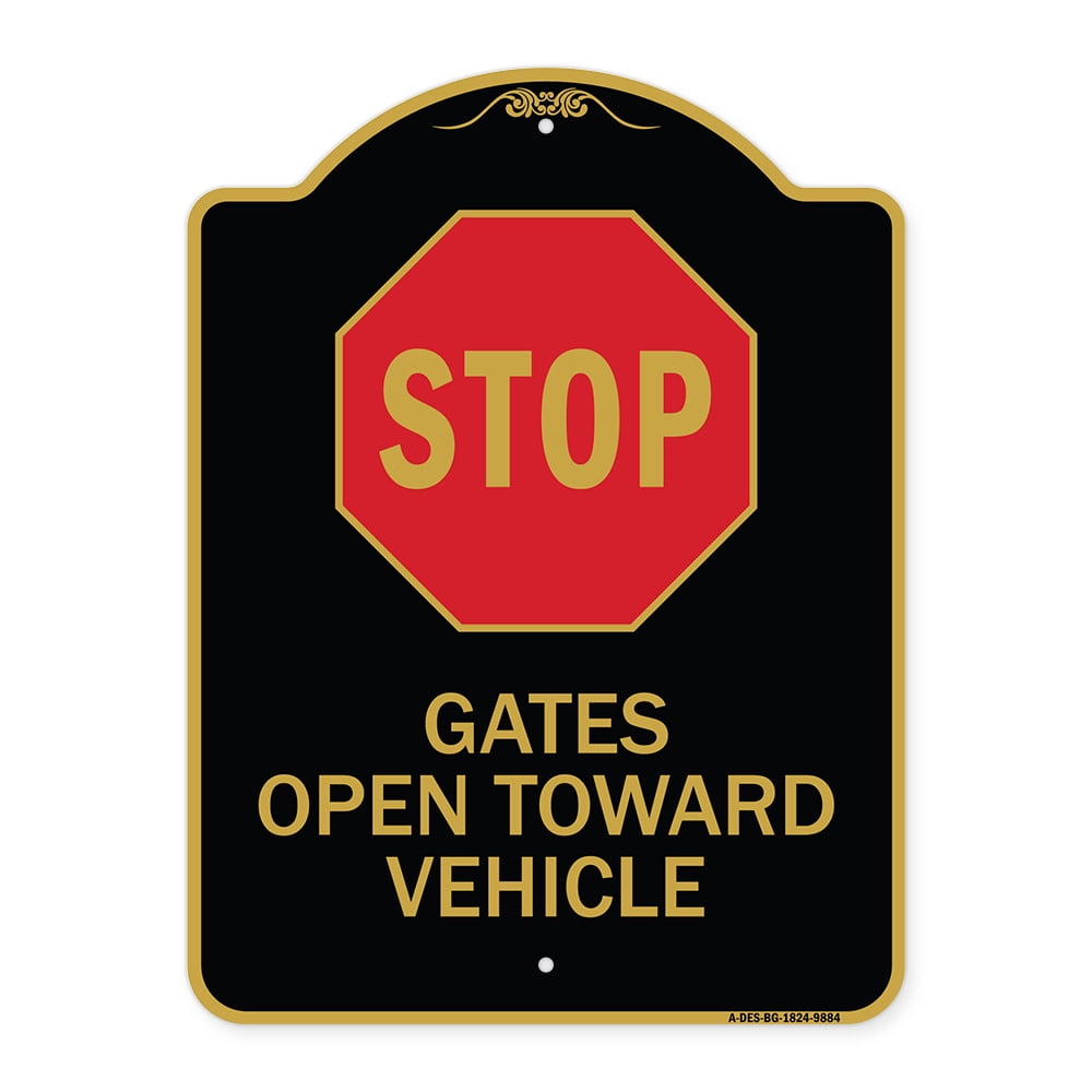 SignMission Designer Series Sign - Stop, Gates Open Toward Vehicle ...