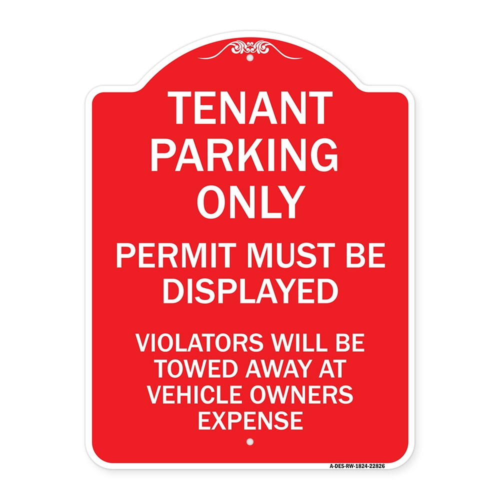 SignMission Designer Series Sign - Tenant Parking Only Display Permit ...