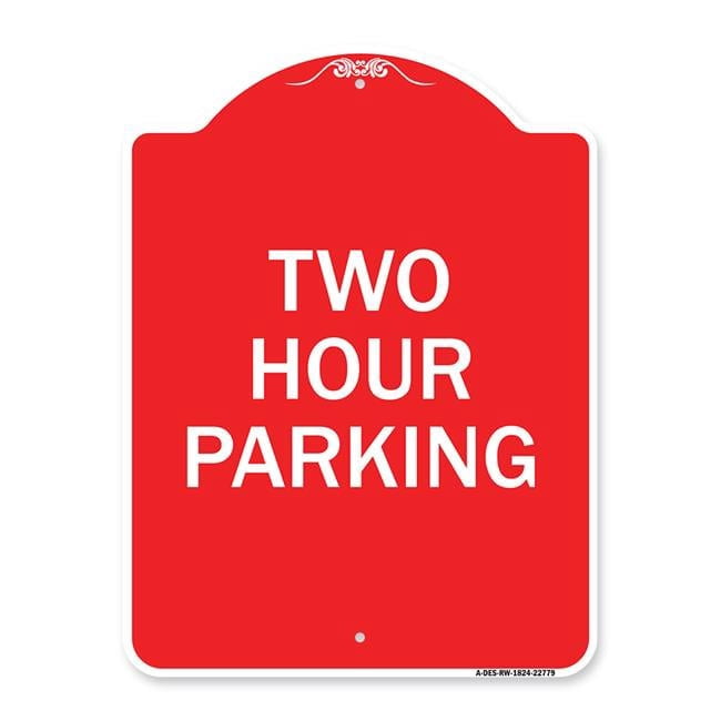 SignMission 18 x 24 in. Designer Series Sign - Two Hour Parking, Red ...