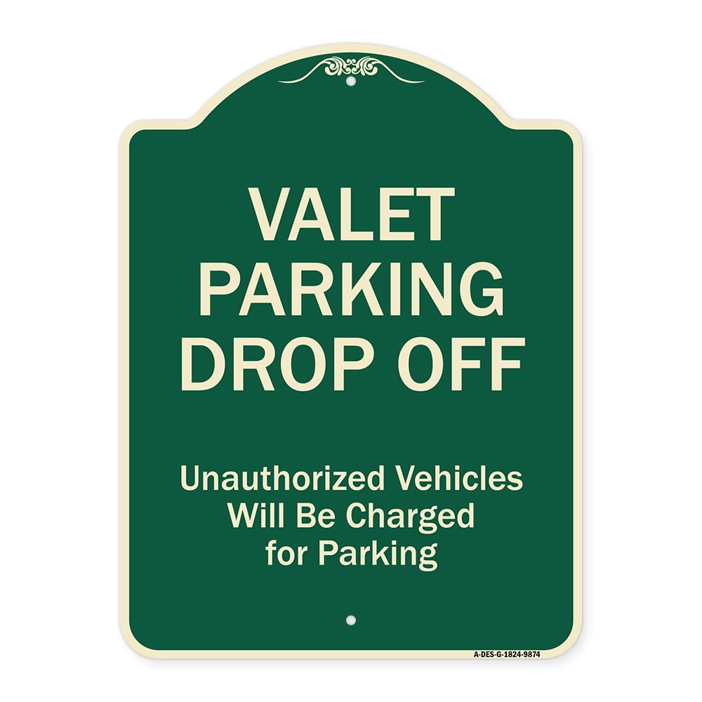 SignMission A-DES-G-1824-9874 18 x 24 in. Designer Series Sign - Valet ...